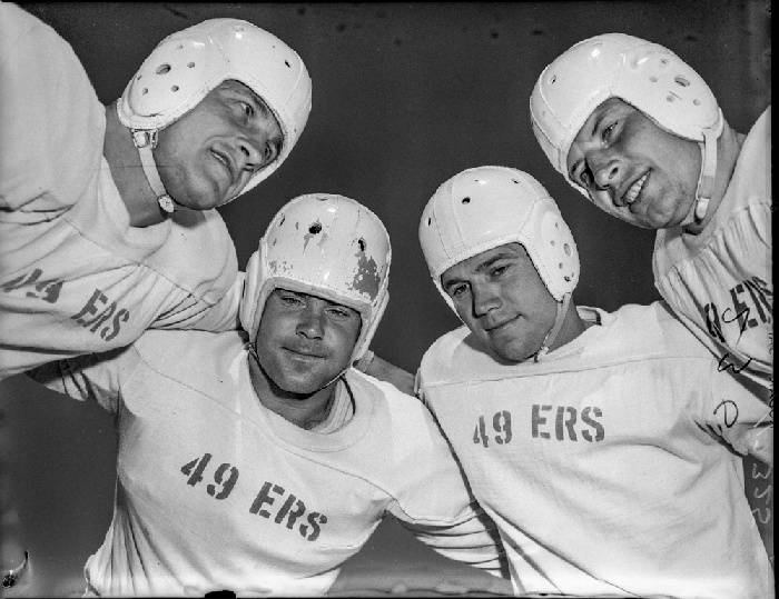 File:San Francisco 49ers backfield of (L-R) Len Eshmont, Norm Standlee ...
